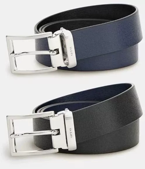 Curea din piele Guess Adjustable & Revesible Belt BM7545 105 Negru ...