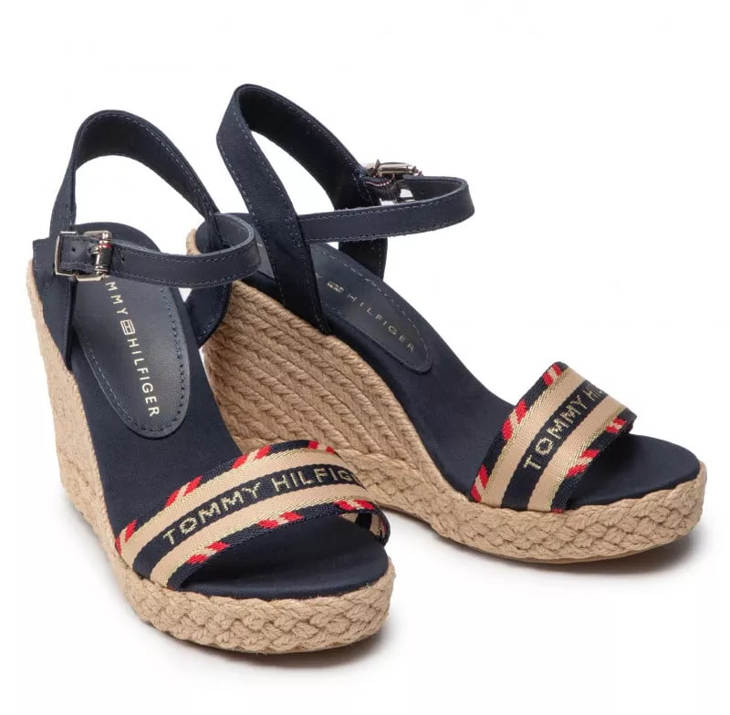 Espadrile TOMMY HILFIGER Corporate Webbing High Wedge FW0FW06295 ...