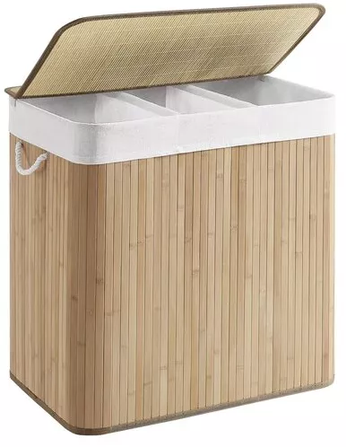 Cos rufe 3 compartimente bambus natur 150 L 60x40x61.5 cm Artool 2443_1 ...