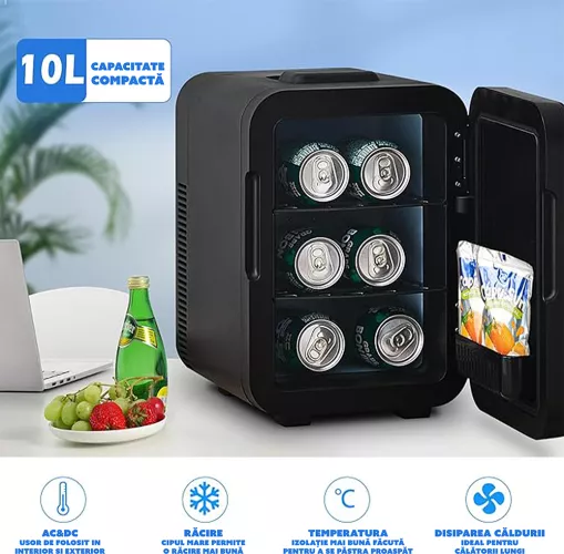Mini Figider Ecocool CYBERDUST Negru 8L Portabil Termo-Electric ...