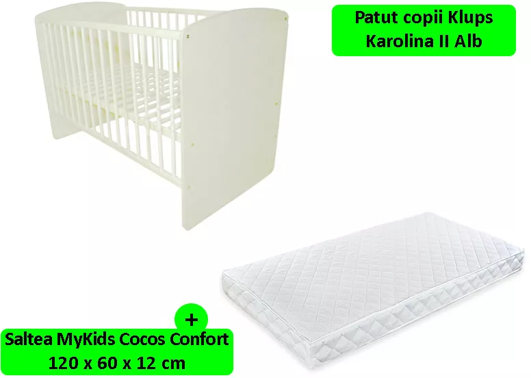 Patut Klups Karolina II Alb + Saltea 12 MyKids Confort 00009508 - domo.ro