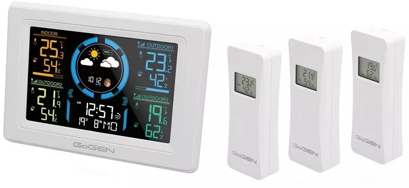 Statie meteo interior-exterior GoGEN ME 3397 W LCD color 3 senzori ...