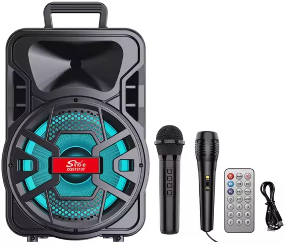Boxa portabila karaoke ZQS12137 2 microfoane 120W PMPO LED RGB ...
