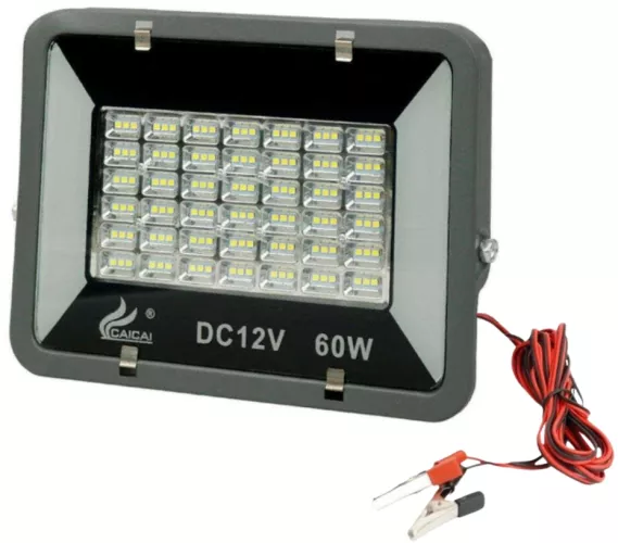 Proiector LED cu clesti 126LED SMD 60W 12V IP66 camping MRKT11400 - domo.ro