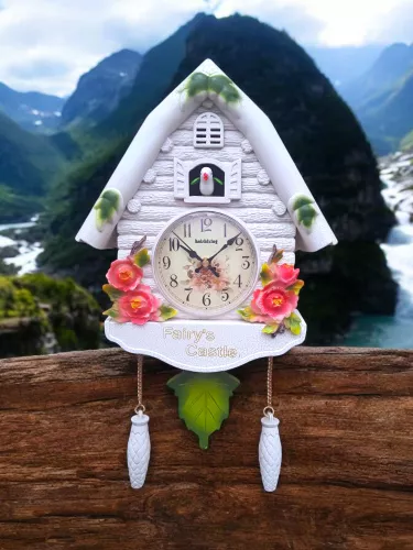 Ceas alb cu cuc model flori 2159 - domo.ro