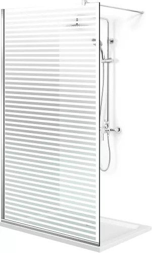 Paravan dus walk-in Aqua Roy ® full Inox model Moris alb sticla clara 8mm