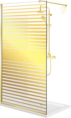Paravan dus walk-in Aqua Roy ® Gold full inox model Apollo auriu sticla