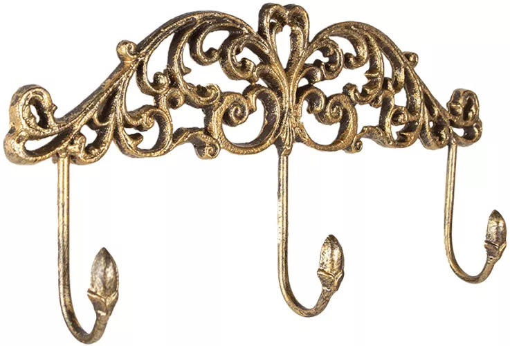 Cuier perete fier auriu 38x5x19 cm 6Y5435 - domo.ro