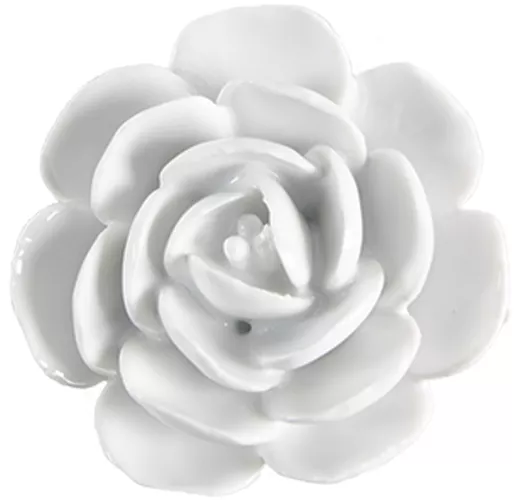 Set 4 butoni mobilier ceramica alba Rose 6x3/6 cm 65306 - domo.ro