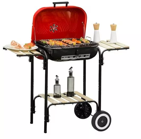 Gratar gradina cu carbuni grill dreptunghiular cu roti capac rafturi 43 ...