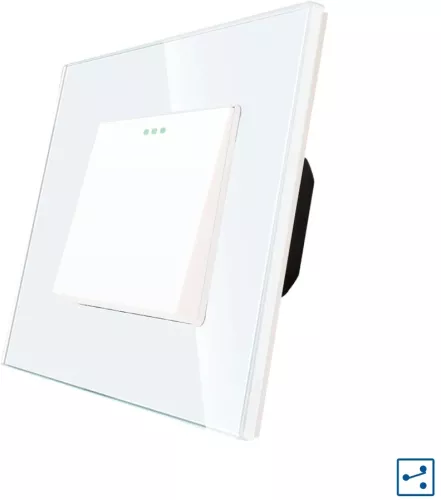 Intrerupator Simplu Cap Cruce Mecanic LUXION cu Rama din Sticla Alb LX ...