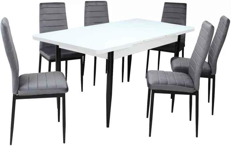 Set masa extensibila Alba cu 6 scaune Oscar Gri - domo.ro