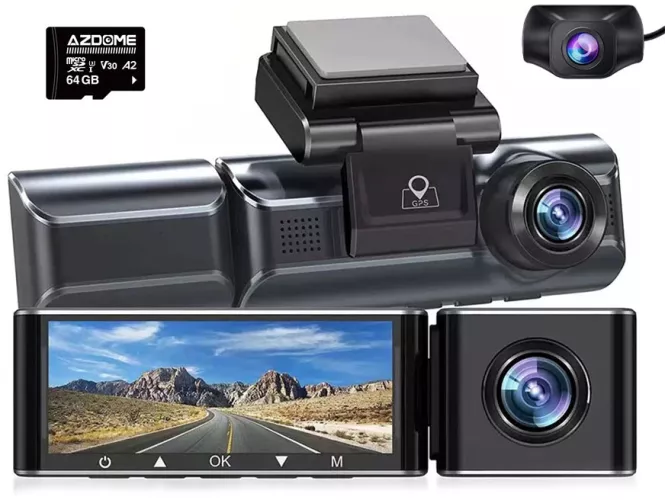 Camera auto DVR AZDOME M550 Tripla 4K WiFi GPS Unghi 170 WDR G-Sensor ...