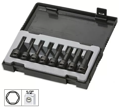SET 8 IMBUSURI DE IMPACT HEX. LUNGI DE 1/2 JBM 00192 - domo.ro
