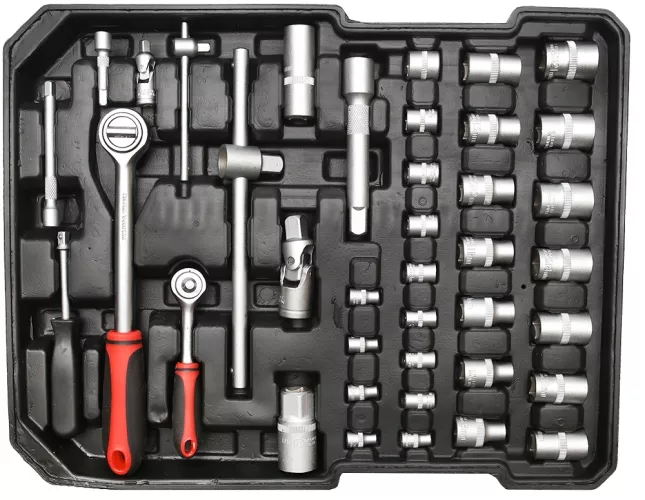 Trusa scule tip troler din aluminiu cu scule profesionale otel crom ...