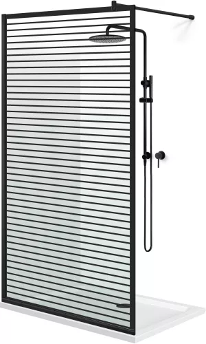 Paravan dus walk-in Aqua Roy ® Black negru mat model Moris negru sticla ...