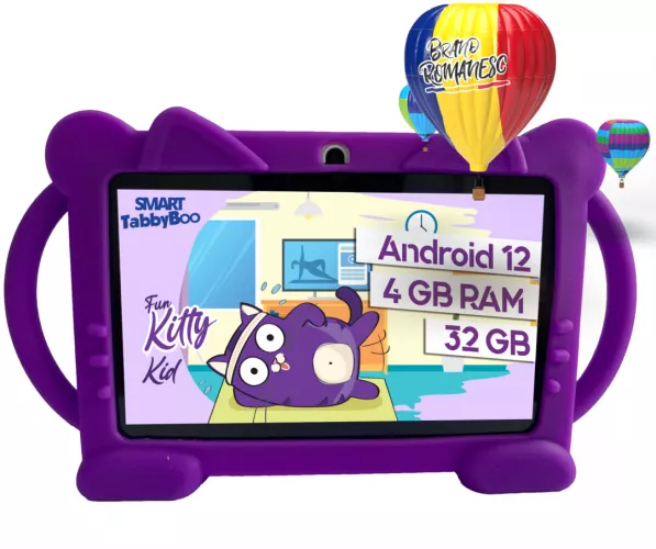 Tableta copii SMART TabbyBoo Kitty KID mov Wi-Fi jocuri si activitati ...