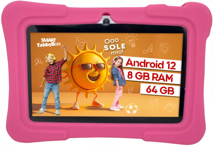 Tableta copii SMART TabbyBoo Sole PRO 2024 roz 64GB 8GB RAM ecran 7 ...