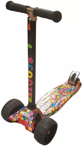 Trotineta cu lumini in roti pliabila cu roti din silicon multicolor