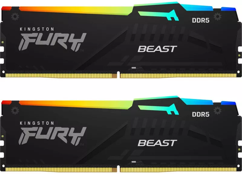 Kit Memorie RAM Kingston FURY Beast RGB 64GB 2x32GB DDR5 6000MHz CL36 Dual - domo.ro