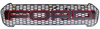 Grila radiator negru mat cu contur rosu leduri portocalii Ford Ranger ...