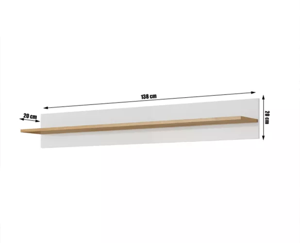 Etajera pal alb stejar grandson alb lucios City 138x20x20 cm 0000239433 ...