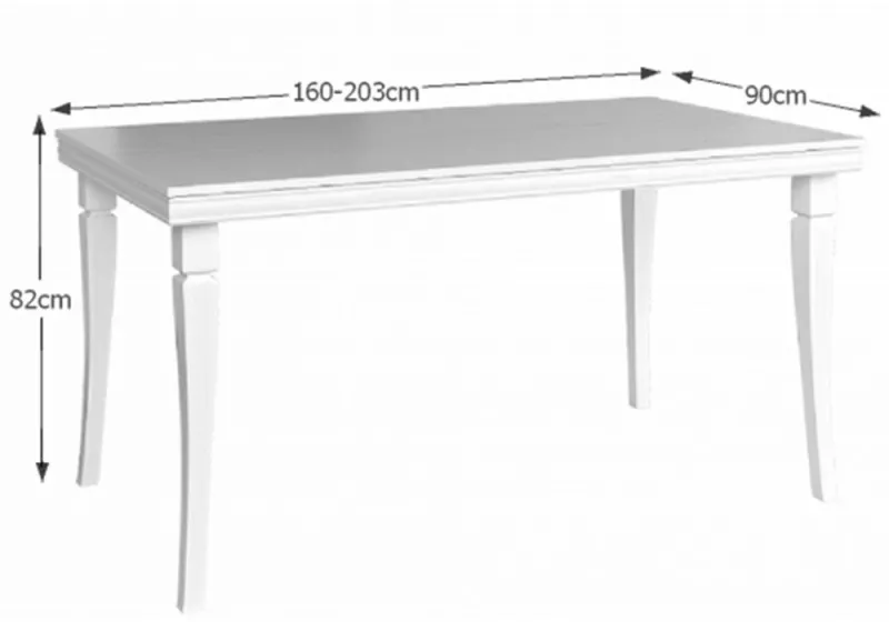 Masa living extensibila VM Alb Antichizat 203 x 90 x 82 cm 5395 - domo.ro