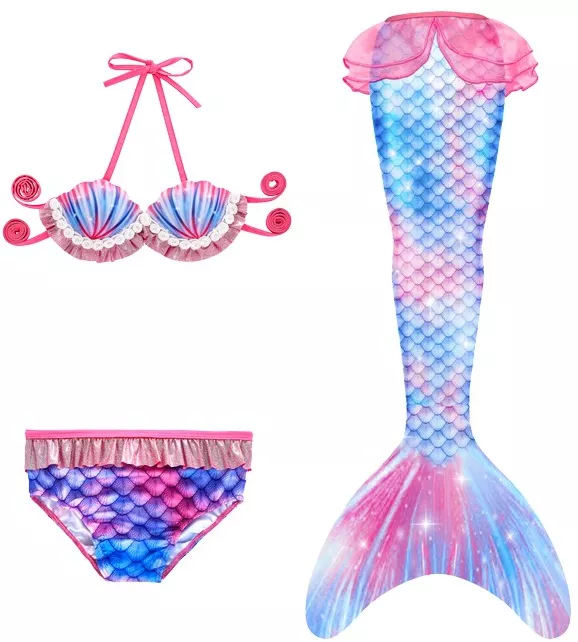 Set 3 piese Costum Sirena Ariel THK® include top slip coada sirena ...