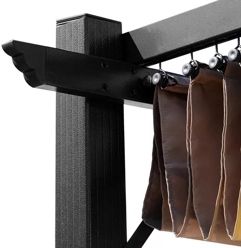 Pergola pentru gradina/terasa retractabila cadru aluminiu negru si maro ...
