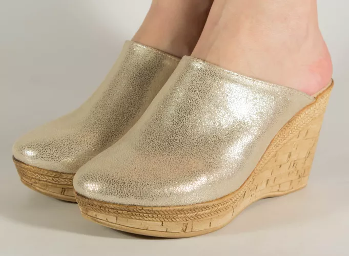Saboti aurii cu platforma piele naturala SBM5A 41 - domo.ro