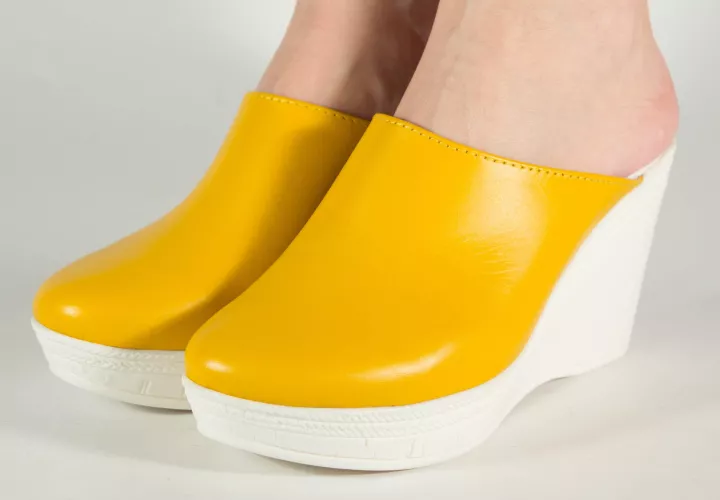 Saboti galbeni platforma piele naturala SBM5A 37