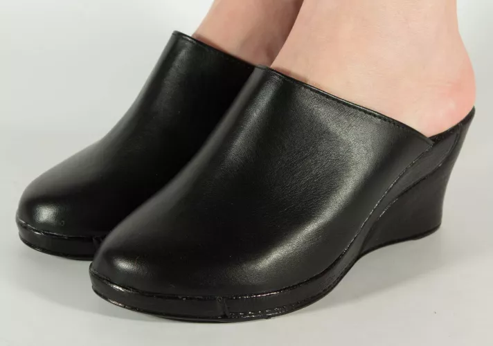 Saboti platforma negri piele naturala SBM5 37