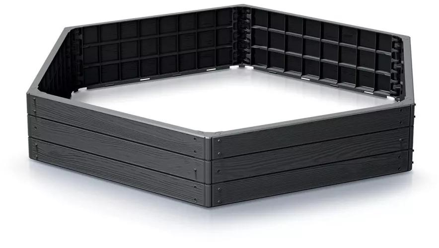 Pat/strat inaltat pentru flori legume din plastic efect lemn antracit ...