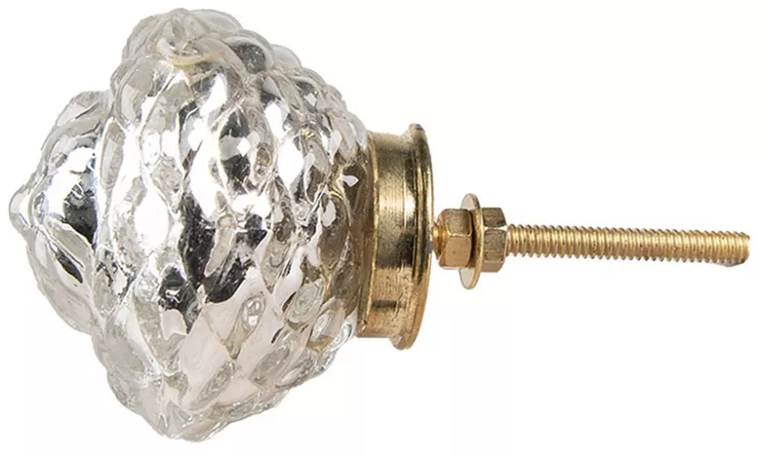 Set 4 butoni mobilier sticla transparenta 6x6 cm 65209 - domo.ro