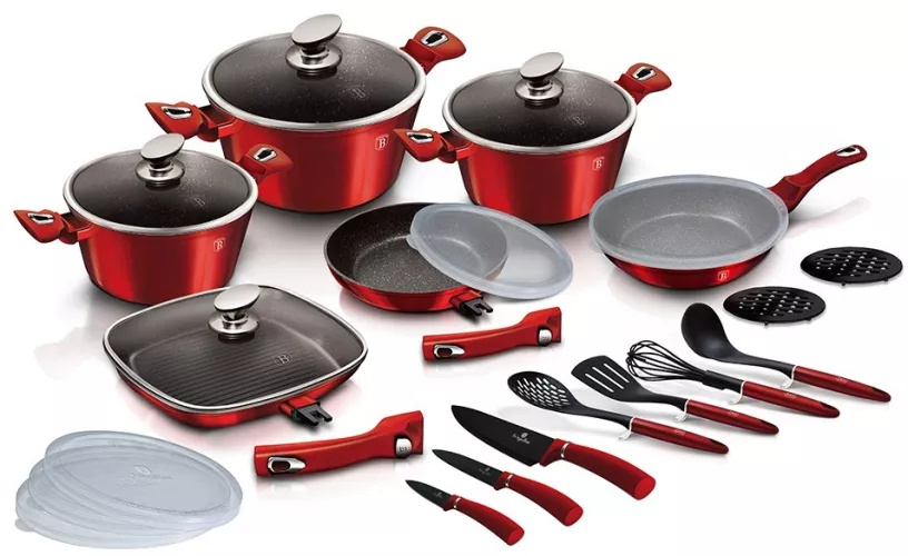 Set oale cratite tigai marmorate si ustensile bucatarie 24 piese ...