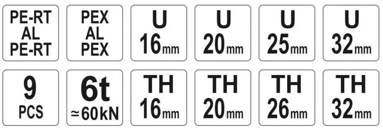 Cleste in trusa pentru sertizat tevi Pex-Al-Pex Yato YT-21735 YT-21735 ...