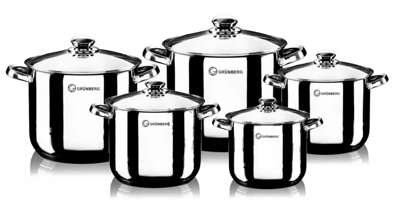 Set oale din inox cu capace din sticla 10 piese Grunberg GR1053 GR1053 ...