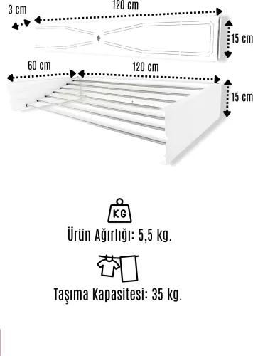 Uscator de rufe retractabil de perete 120 cm Indoor/ outdoor Design ...