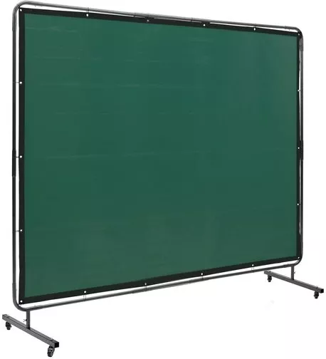 Perdea sudura impotriva scanteilor cu cadru otel 180x240 cm 4 x roti Verde
