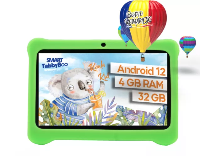 Tableta copii SMART TabbyBoo Koala KID 4GB RAM 32GB verde Android 12 Wi ...