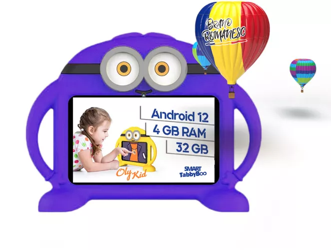 Tableta copii SMART TabbyBoo Oly KID 2024 Android 12 mov Wi-Fi 32GB 4GB ...