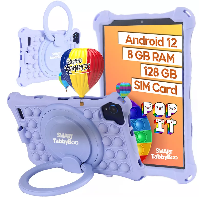 Tableta copii SMART TabbyBoo Popit SIM card si Wi-Fi OctaCore 128GB 8GB ...