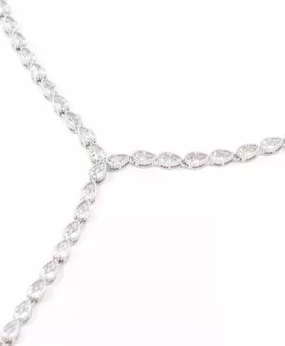 Set colier cu cercei Elegant Tear placat cu aur alb 18k