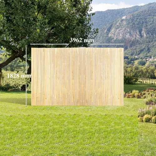 Paravan din bambus 3962 x 1828 mm Protectie vizuala si de vant Bej UV ...