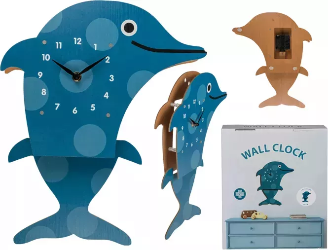 Ceas din lemn delfin 30 cm 3288 - domo.ro