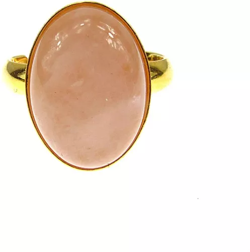 Inel argint reglabil placat cu aur cu cuart roz 14x10 MM rlww_949756025 ...