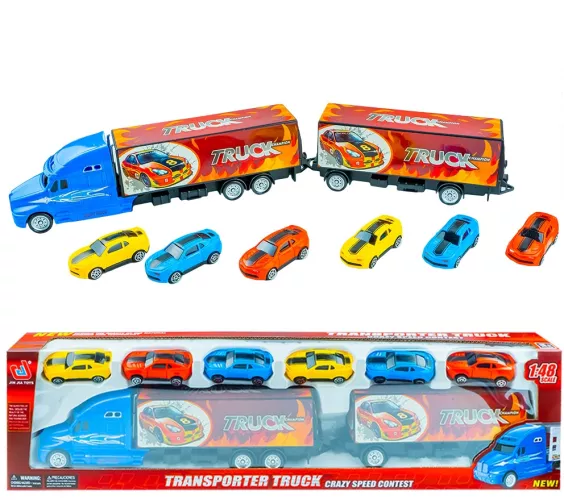 Tir cu remorca si frictiune + masinute RB666-19J - domo.ro