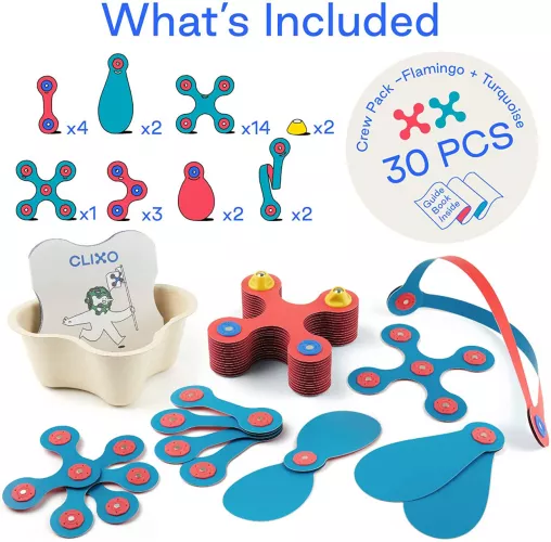 Set Clixo de construit cu magnet Itsy pack Flamingo-Turquoise 30 ...