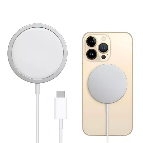 Incarcator wireless Apple MagSafe by ONSG® cablu USB Type-C 1m 15W Alb ...