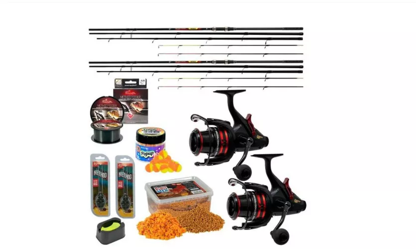 Set pescuit Benzar Classic Method Feeder 2 lansete de- 3.6m cu 2 ...